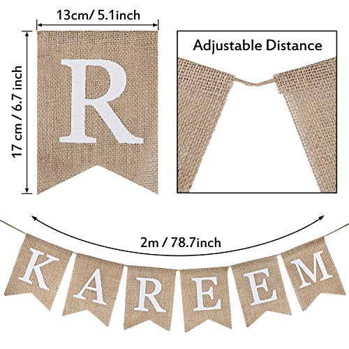 Ramdan Kareem Bunting Banner Eid Celebration Hanging Banner Burlap Bunting Decoration for Ramadan Kareem Supplies