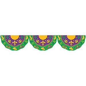 amscan mardi gras bunting garland, 11′ x 16″, multi color