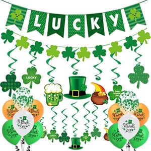 st. patrick’s day banner party decorations – 57pcs shamrock garland st patrick’s day decorations irish party decor spring holiday accessory wall decorations with lucky banner