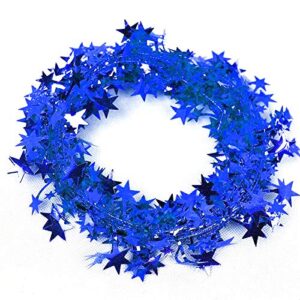 neo loons 25 ft star garland tinsel star brace wire garland for christmas tree decor ornaments party accessory decorations, 3 pack (blue)