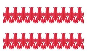 beistle crawfish garland, 2 piece, 9″ x 14′, red