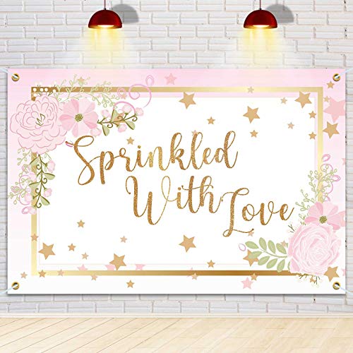 PAKBOOM Sprinkled with Love Backdrop Banner - Baby Shower Party Decorations for Boy Girl - 6x4ft