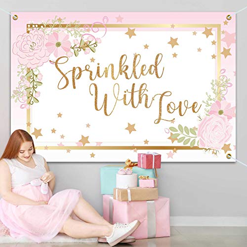 PAKBOOM Sprinkled with Love Backdrop Banner - Baby Shower Party Decorations for Boy Girl - 6x4ft