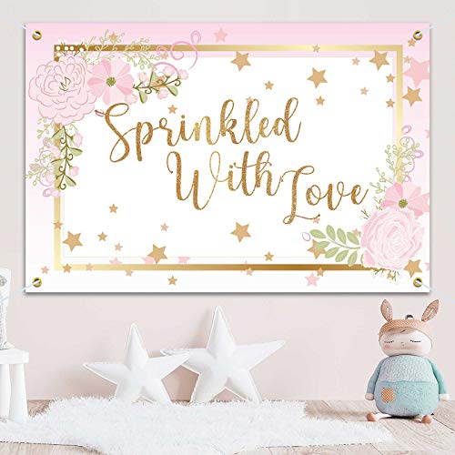 PAKBOOM Sprinkled with Love Backdrop Banner - Baby Shower Party Decorations for Boy Girl - 6x4ft