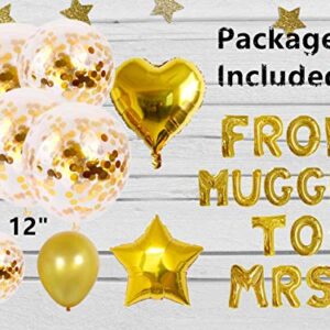 LaVenty Set of 15 From Muggle to Mrs Banner From Muggle to Mrs Balloons Bridal Shower Bachelorette Banner