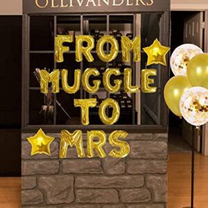 LaVenty Set of 15 From Muggle to Mrs Banner From Muggle to Mrs Balloons Bridal Shower Bachelorette Banner