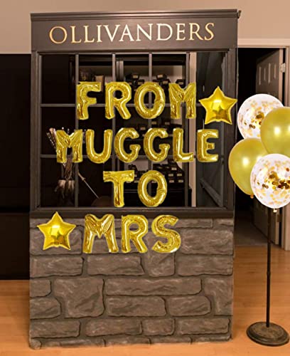 LaVenty Set of 15 From Muggle to Mrs Banner From Muggle to Mrs Balloons Bridal Shower Bachelorette Banner