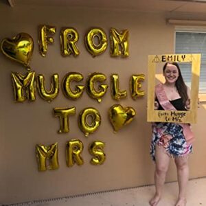 LaVenty Set of 15 From Muggle to Mrs Banner From Muggle to Mrs Balloons Bridal Shower Bachelorette Banner