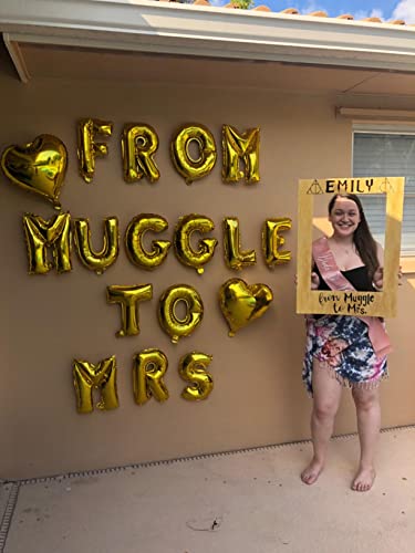 LaVenty Set of 15 From Muggle to Mrs Banner From Muggle to Mrs Balloons Bridal Shower Bachelorette Banner