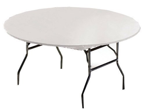 Creative Converting Round Stay Put Plastic Table Cover, 60-Inch, White