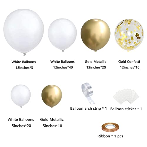 white and gold balloons, 103-Pack gold balloons & white balloons 18/12/10/5 In white gold balloon arch,Gold Confetti Balloons for Wedding Birthday Baby Shower Anniversary Party Decorations