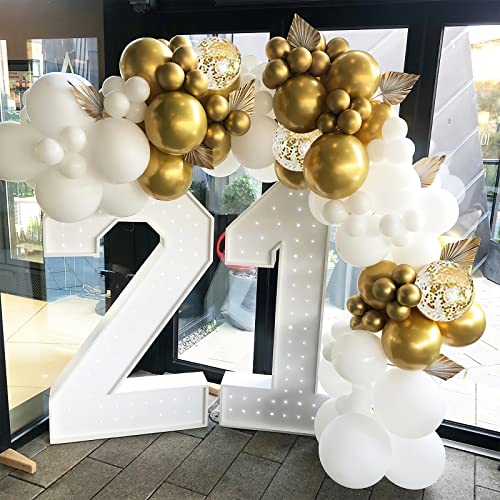 white and gold balloons, 103-Pack gold balloons & white balloons 18/12/10/5 In white gold balloon arch,Gold Confetti Balloons for Wedding Birthday Baby Shower Anniversary Party Decorations