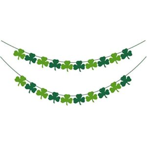 xianmu 2 pack felt shamrock garland banner st. patrick ‘s day decorations green clover banner hanging shamrock decorations for st patricks day lucky irish party supplies green and light green color