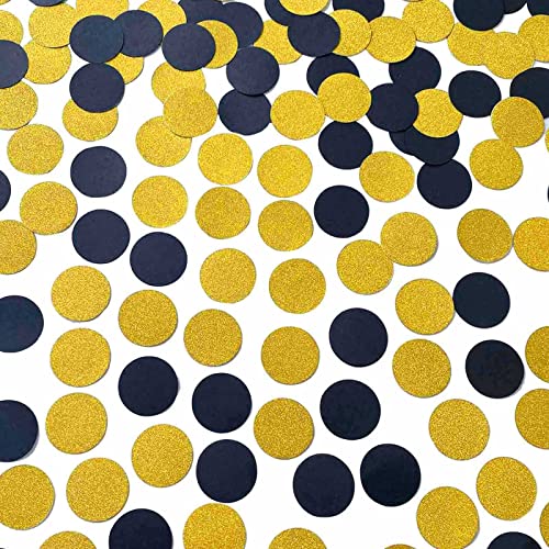 Paper Confetti Black and Gold Party Decorations 300pcs Glitter Table Confetti 1.2”Circles |for Wedding Birthday Graduation Decor|Popper Holiday|