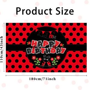 Vlipoeasn Ladybug Themed Party Supplies, Cute Ladybird Birthday Decorations for Girls, Black Red Ladybug Happy Birthday Banner Backdrop, Ladybug Baby Shower Decorations