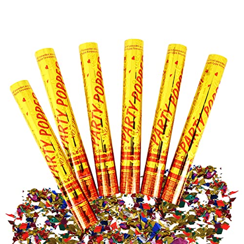 LewisAmy Confetti Poppers Multicolor Biodegradable [Pack of 6] 11 inches | Party Poppers | Confetti Cannons for Wedding Celebration, Birthday Party, Graduation, Christmas Eve and New Year Celebration