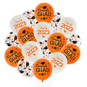 36 pieces 12 inches graduation party latex balloons – orange white class of 2023 congrats grad balloons decorations for graduation party supplies indoor outdoor