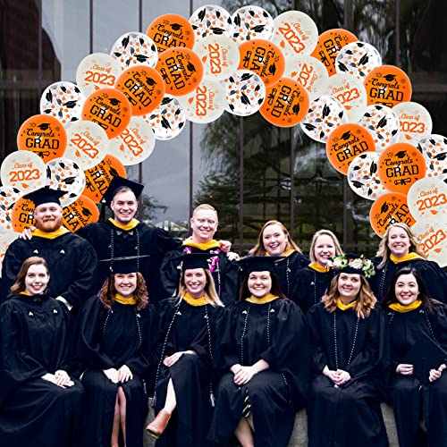 36 Pieces 12 Inches Graduation Party Latex Balloons - Orange White Class of 2023 Congrats Grad Balloons Decorations for Graduation Party Supplies Indoor Outdoor