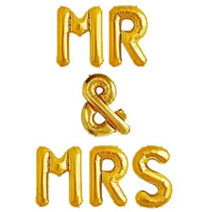 lingaixinyue mr & mrs letter balloons – 16inch gold wedding foil balloons for wedding anniversary birthday couple sweetheart party