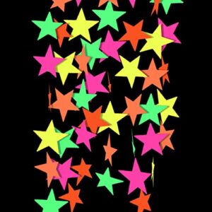 60Ft Star Neon Garland Hanging Paper Glow Party Neon Party Hanging Decoration for Birthday Wedding Neon Party Background Decoration Supplies(4Pcs)