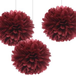 Decorations 2022 Maroon Graduation/Burgundy Black White Birthday Decorations for Women 40th/50th Birthday 12 Tissue Paper Pom Poms Maroon Burgundy Black Wedding/Bridal Shower Retirement Decorations