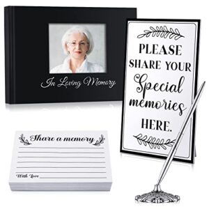 funeral guest book for memorial service, celebration of life guest book, funeral memory book 150 prayer funeral cards 1 table card sign 1 signature pen with a stand for funeral favors (classic style)