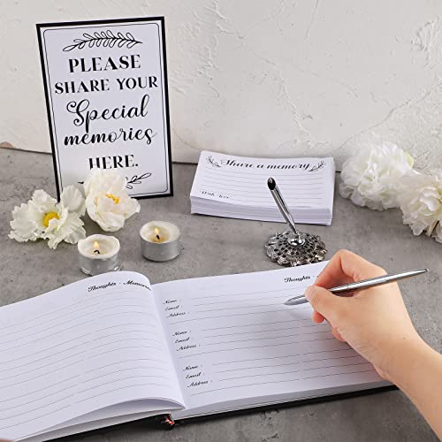 Funeral Guest Book for Memorial Service, Celebration of Life Guest Book, Funeral Memory Book 150 Prayer Funeral Cards 1 Table Card Sign 1 Signature Pen with a Stand for Funeral Favors (Classic Style)