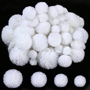 50 pieces valentines pom poms craft pompom balls pom pom balls fake snowballs fuzzy balls pompom puff balls for kids art diy creative valentine’s day crafts decorations (white, multi size)