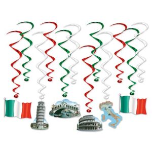 Italy Italian Party Decorations 28 Piece Bundle Photo Fun Props Dangling Whirls Pennant Banner