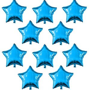 18" Star Balloons Foil Balloons Mylar Balloons for Party Decorations Party Supplies, Blue, 10 Pieces