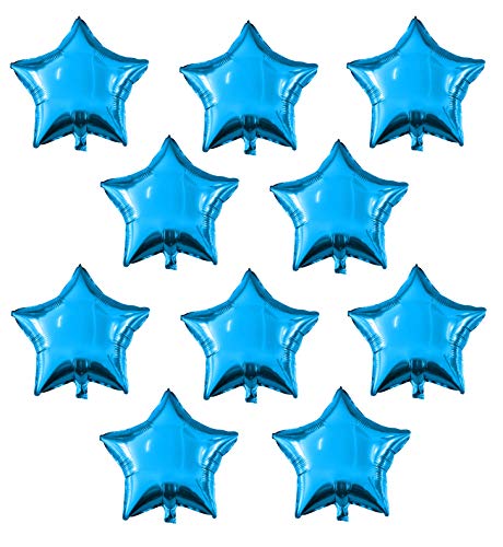 18" Star Balloons Foil Balloons Mylar Balloons for Party Decorations Party Supplies, Blue, 10 Pieces