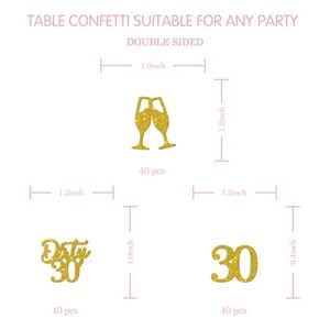 Halodete 30th Birthday Confetti - Dirty 30 Party Table Decorations - Adult Birthday Confetti - Happy 30th Anniversary Table Scatter Confetti Decorations - Gold Glitter, 120pcs