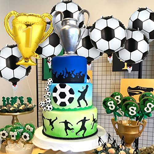 Soccer Party Decorations, 11 PCS Soccer Balloons Foil Trophy Balloon for Soccer Themed Birthday Party Supplies Decorations