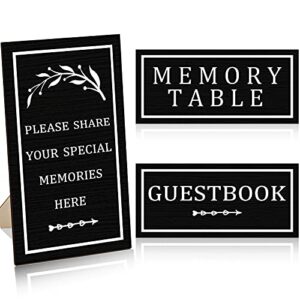 3 pcs wooden funeral table signs wood share memory sign black guest book sign celebration of life funeral memorial sign table decoration condolence sign for funeral decorations celebration of life