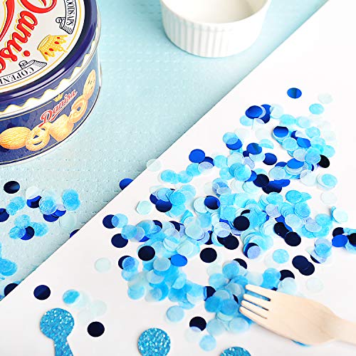 Tissue Paper Confetti Circle Dots for Table Wedding Birthday Party Decoration, 1cm in Diameter (navy blue,turquoise blue,light blue,60 grams)