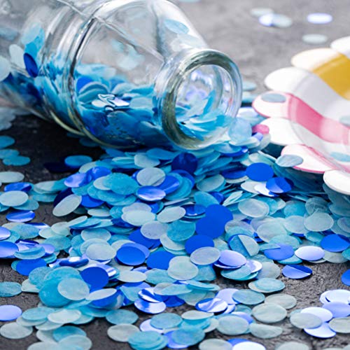 Tissue Paper Confetti Circle Dots for Table Wedding Birthday Party Decoration, 1cm in Diameter (navy blue,turquoise blue,light blue,60 grams)