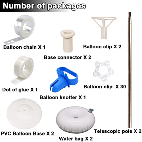 2 Set Metal Balloon Column Stand Kit Adjustable 81 Inch Height Balloon Tower Pillar with Reusable Telescopic Poles and Water Bags for Birthday Baby Shower Graduation Christmas Halloween Wedding Party