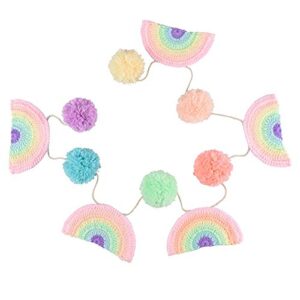 drcor pastel rainbow pom pom garland colorful easter spring balls bunting banner rainbow room decor for girls kids bedroom nursery birthday party playroom classroom holiday decor