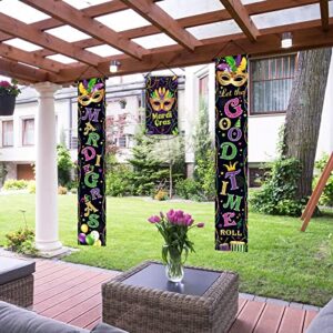 3 Pack Mardi Gras Decorations New Orleans Party Porch Sign Mardi Gras Hanging Banner Welcome Sign for Indoor Outdoor Masquerade Party Supplies