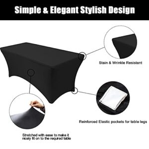 SUNTQ Fitted Table Covers-2 Pack 6ft Black ,for Table Universal Fitted Stretch Tablecloth for Party, Banquet, Wedding and Events