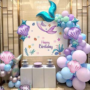 Creaides 12pcs Sea Shells Balloons Helium Foil Ocean Balloons for Baby Shower Birthday Wedding Hawaii Summer Beach Luau Party Suppliers (Purple+Pink)