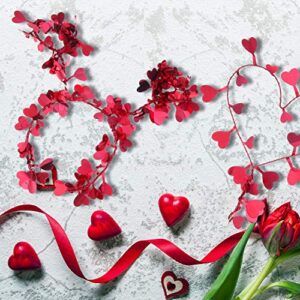 6 Rolls Valentine's Day Heart Garlands Heart Shape Wire Garland Red Tinsel Heart Banners for Valentine's Day Party Wedding Supply Home Decorations, The Total Length is 118 Feet