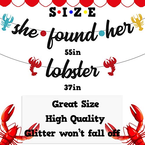 She Found Her Lobster Banner for Friends Theme Bridal Shower Bachelorette Bridal to Be Wedding Engagement Final Fiesta Hen Party Supplies Black Glitter Decorations