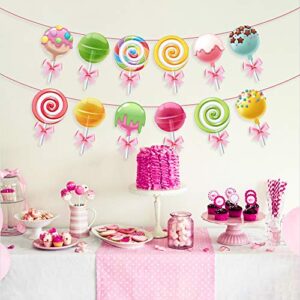 Candy Banner,Candy Garland Birthday Banner,Candy Party Decorations,Lollipop Bunting Banner for Girls ,Candy Birthday Party,Baby Shower ,Wedding Bridal Shower Home Classroom Supplies