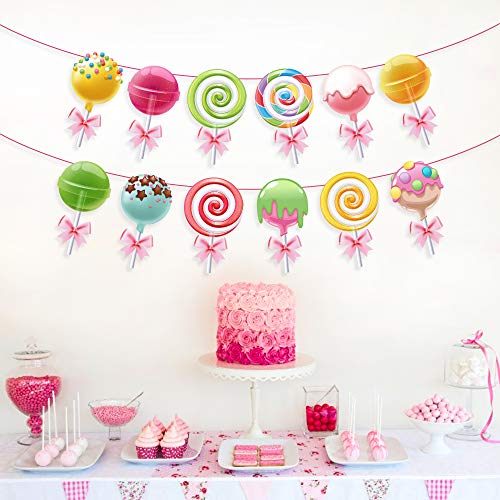 Candy Banner,Candy Garland Birthday Banner,Candy Party Decorations,Lollipop Bunting Banner for Girls ,Candy Birthday Party,Baby Shower ,Wedding Bridal Shower Home Classroom Supplies