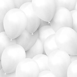 White Balloons - 50-Pcs Set Pearl White Balloons with Gold Ribbon – 12-Inch Large White Balloons for Bridal Shower, Wedding, Baby Shower, Party - White Latex Balloons