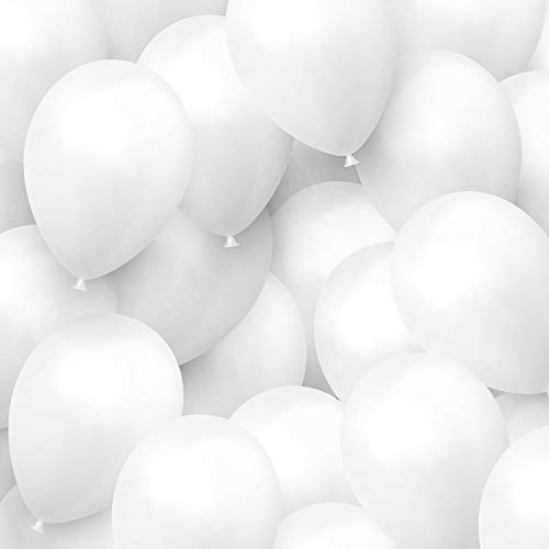 White Balloons - 50-Pcs Set Pearl White Balloons with Gold Ribbon – 12-Inch Large White Balloons for Bridal Shower, Wedding, Baby Shower, Party - White Latex Balloons