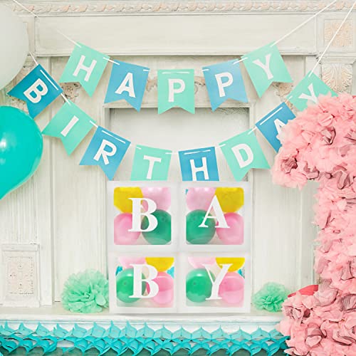 Baby Shower Boxes Party Decorations,Clear Baby Balloon Boxes,White Transparent Balloon Box with 30 Letters(A-Z+Baby) for Gender Reveal Party,Birthday Party,Wedding