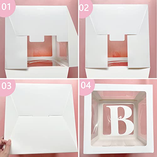 Baby Shower Boxes Party Decorations,Clear Baby Balloon Boxes,White Transparent Balloon Box with 30 Letters(A-Z+Baby) for Gender Reveal Party,Birthday Party,Wedding