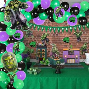 117 PCS Green Hero Party Balloons Arch Garland Kit,Green Purple Black Balloon Garland Party Decoration Green Hero Foil Balloon Green Hero Cutouts Kids Baby Shower Birthday Party Decorations